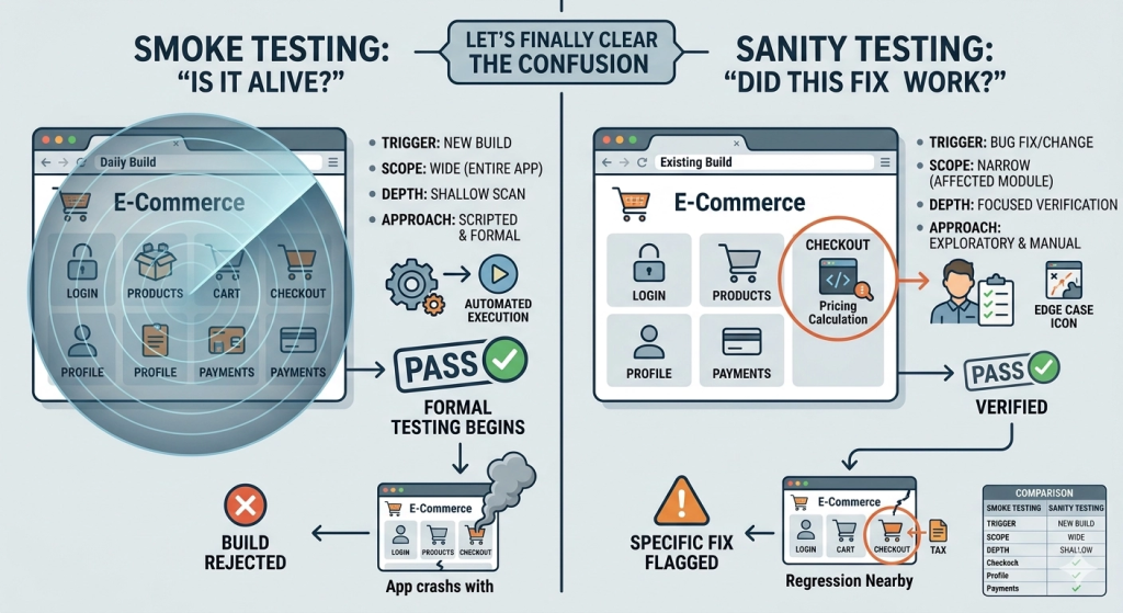 Smoke Testing vs Sanity Testing: Clear the Confusion